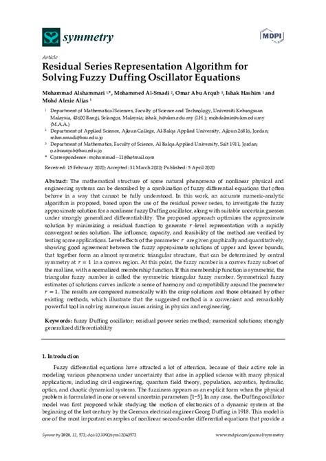 pdf residual series representation algorithm for solving fuzzy