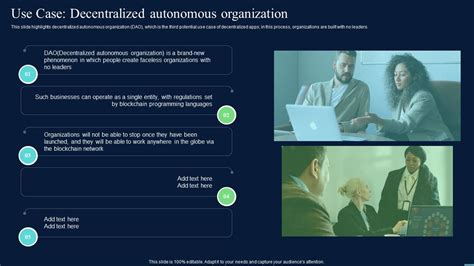 Decentralized Apps Use Case Decentralized Autonomous Organization Ppt