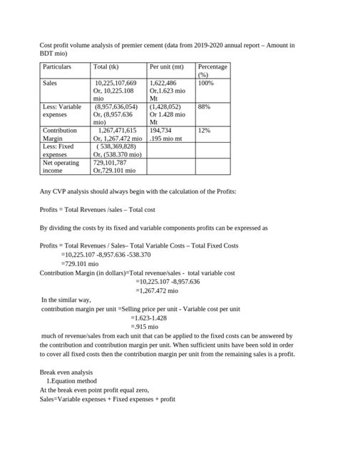 Cvp Analysis Interpretation Pdf Business Economics Financial