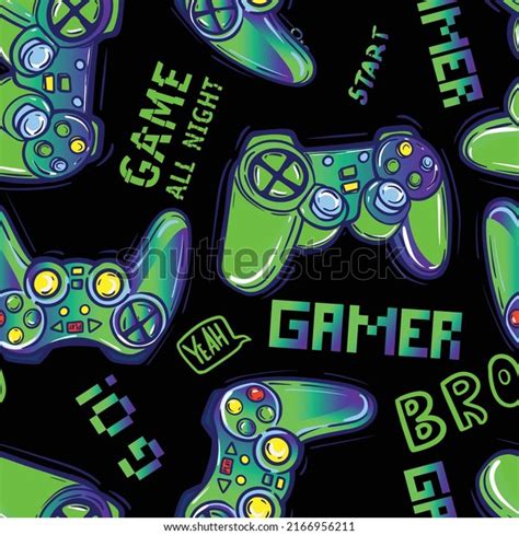 seamless bright pattern joysticks gaming cool stock vector royalty free 2166956211 shutterstock