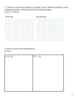 Draw Arrays And Equal Groups To Solve Multiplication Word Problems 3 OA 3 Quiz