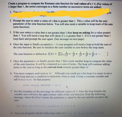 solved create a program to compute the riemann zeta function