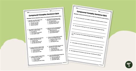 Compound Complex Sentence Test Teach Starter