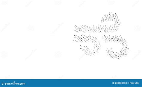 3d Rendering Of Nails In Shape Of Symbol Of Wind With Shadows Isolated