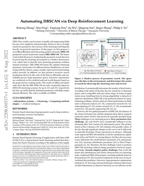 Pdf Automating Dbscan Via Deep Reinforcement Learning