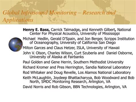 Ppt Global Infrasound Monitoring Research And Applications