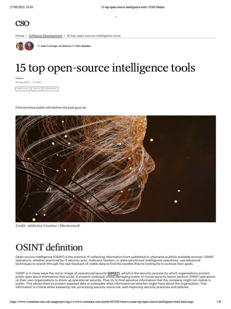 15 Top Open Source Intelligence Tools Cso Online Pdf Security