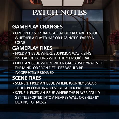 new patch has released with numerous bug fixes and the option to skip