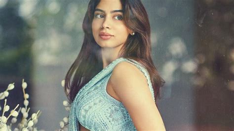 Khushi Kapoor Beats The Heat In This Ice Blue Sari By Ritika