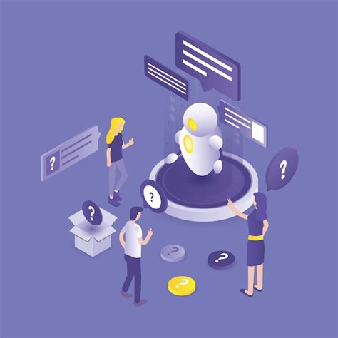 Premium Vector A Group Of People Are Standing Around A Robot With