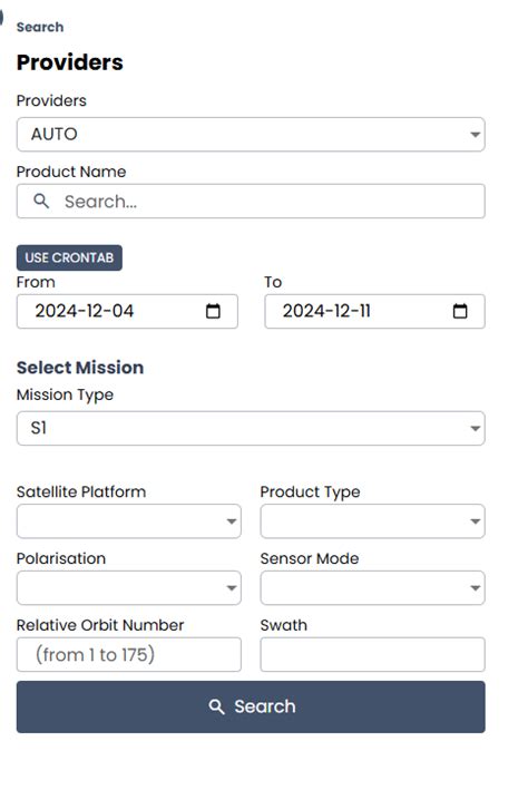 Searching For Products — Wasdi Documentation Center Documentation