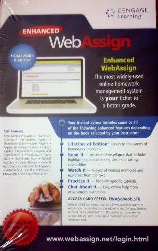 Enhanced Webassign Cengage Learning 9780538738101 Abebooks