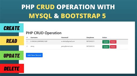 php crud operation with mysql and bootstrap 5 create read update