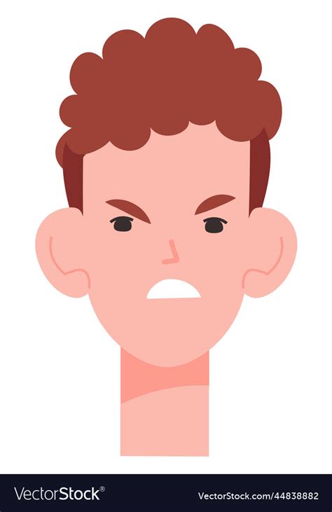 Angry Young Man Face Rage Emotion Expression Vector Image