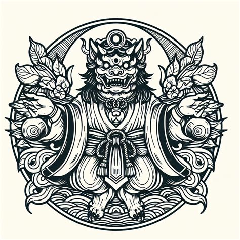 Premium Vector Vector Illustration Yokai Style Line Art