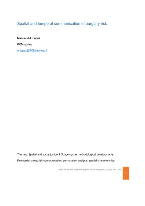 Pdf Spatial And Temporal Communication Of Burglary Risk