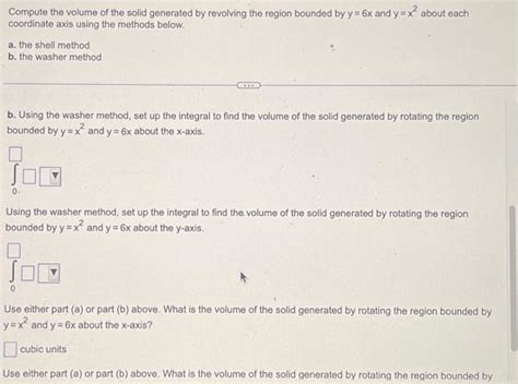 Solved Compute The Volume Of The Solid Generated By