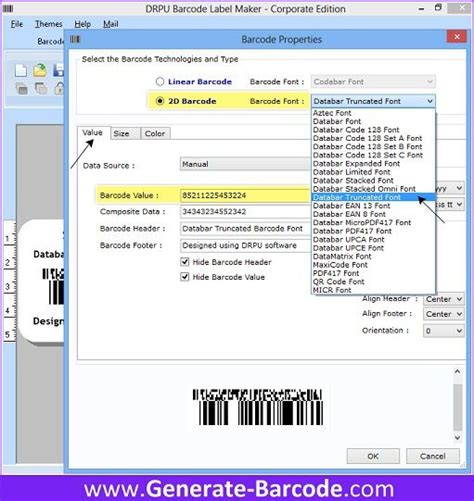 Generate Databar Truncated Barcode Font With Drpu Barcode Label