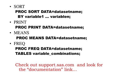 Ppt Sort Proc Sort Datadatasetname By Variable1 Variablen Print Proc Print Data