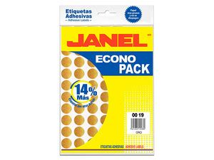 Etiqueta Janel Adhesiva Econopack Forma Redonda 560 19 Mm Color Oro