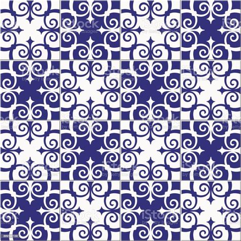 화려한 원활한 패턴 화이트 블루 모로코 포르투갈 타일 Azulejo 장식품 벽지 패턴 채우기 웹 페이지 배경 표면 질감에 대 한 사용할 수 있습니다 0명에 대한 스톡 벡터