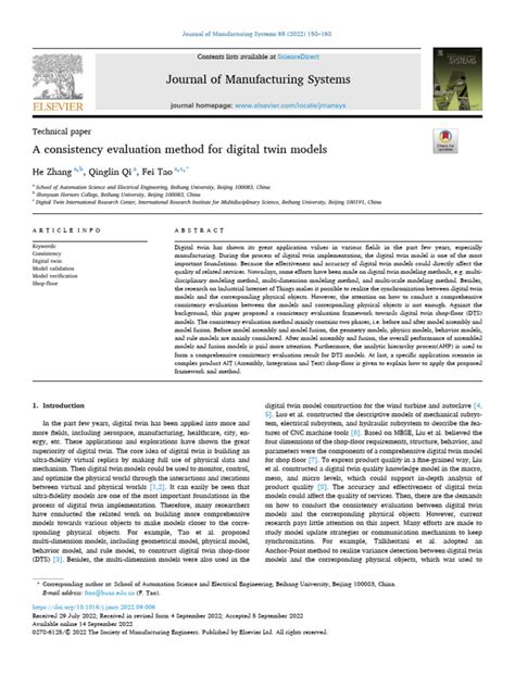 a consistency evaluation method for digital twin models pdf