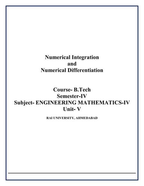 Engineering Mathematics Ivbtechsemester Ivunit V Pdf