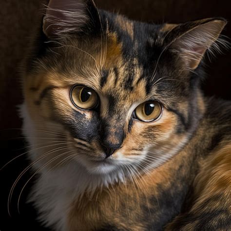 Premium Ai Image Exquisite Detail Adorable Tortoiseshell Cat