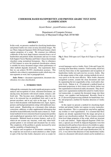 Pdf Codebook Based Handwritten And Printed Arabic Text Zone Classification
