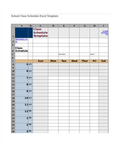 Excel Class Schedule Templates 8 Free Word Excel Pdf Documents Download