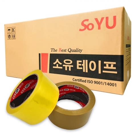 소유 Opp 박스테이프 중포장 유리테이프 택배 포장 투명 황색 50m 1박스 12개입 소유티앤이종합쇼핑몰