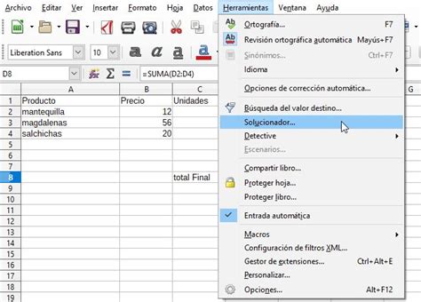 Libreoffice Calc Solver Aplicaciones De Libre Uso
