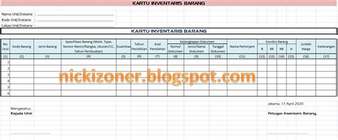 Detail Contoh Excel Inventaris Kantor Koleksi Nomer 52