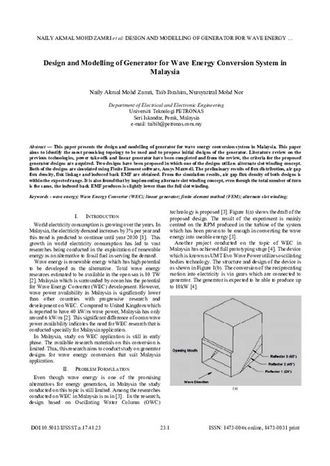 Pdf Design And Modelling Of Generator For Wave Energy Conversion