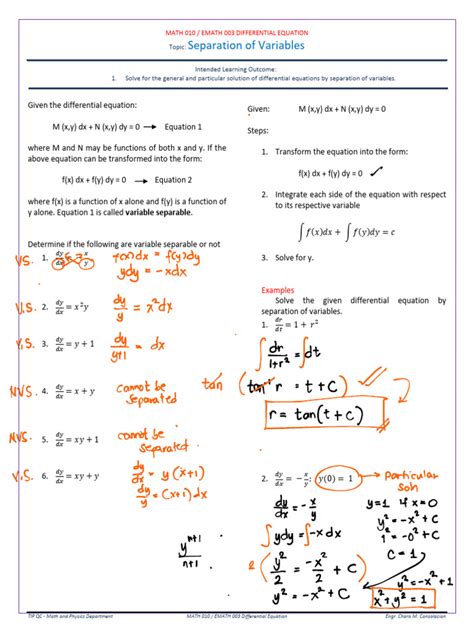 Separation Of Variables Pdf