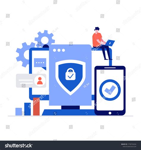 Cyber Security Vector Illustration Concept Characters Stock Vector