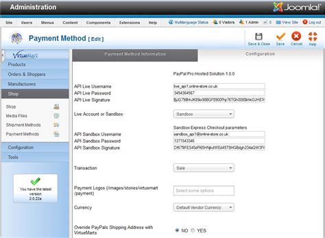 virtuemart paypal payments pro plugin