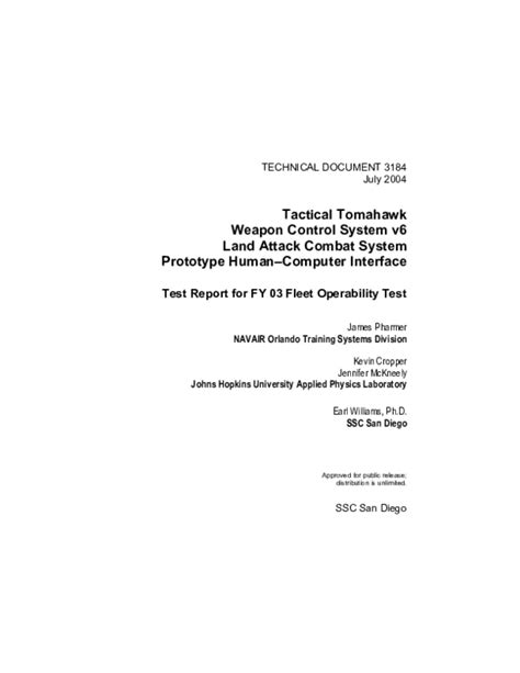 Pdf Tactical Tomahawk Weapon Control System V6 Land Attack Combat System Prototype Human