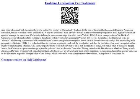 Evolution Creationism Vs Creationism Ppt