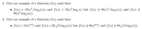 solved give an example of a function f n such that f n