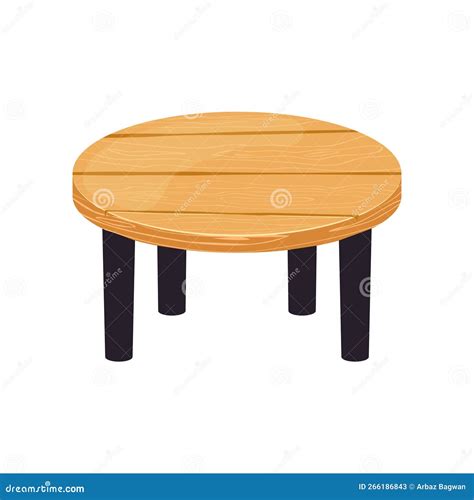 Wooden Circular Shape Table D Stock Vector Illustration Of Classic Interior