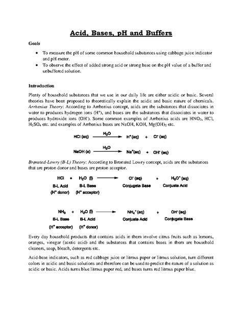 Acids Bases And Ph Buffers Lab Worksheet At Kate Gates Blog