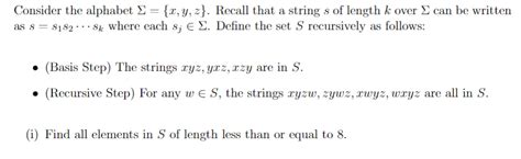 solved consider the alphabet Σ {x y z recall that a