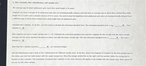 Solved S The T Statistic The T Distribution And Sample Chegg Com