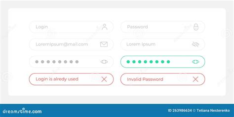 Login Page Ui Elements Kit Stock Vector Illustration Of Digital