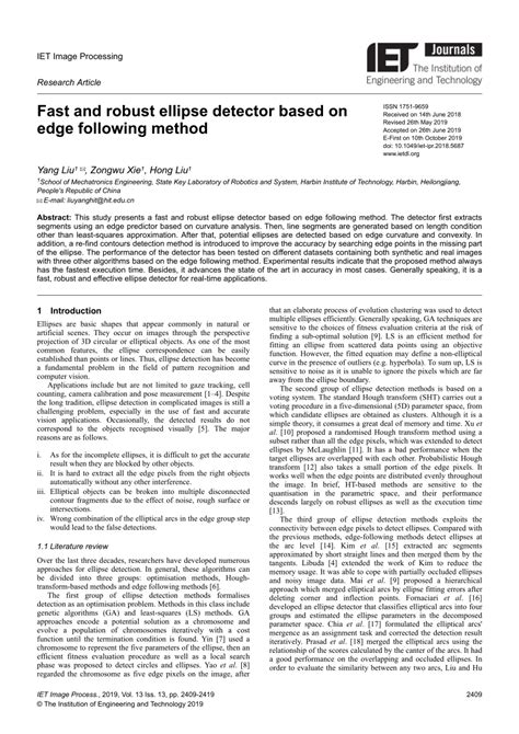 Pdf A Fast And Robust Ellipse Detector Based On Edge Following Method