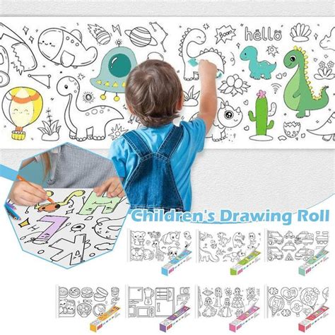 어린이 색칠 종이 낙서 스크롤 색칠 그림 종이 크리스마스 세트 롤 종이 그림 종이 Diy 교육 완구 300x30cm 학습 및 교육