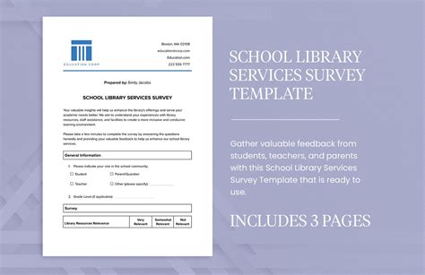 School Library Services Survey Template in Word, PDF, Google Docs ...