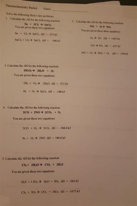 solved 1 calculate the Δh for the following reaction 2