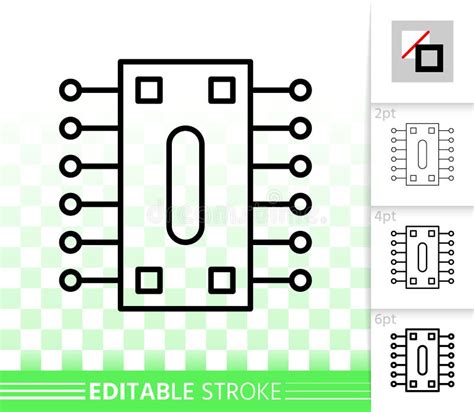 Microchip Circuit Simple Black Line Vector Icon Stock Vector